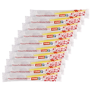 fafortune 30 Pack Disposable Toothbrushes with Toothpaste (5 Colors)