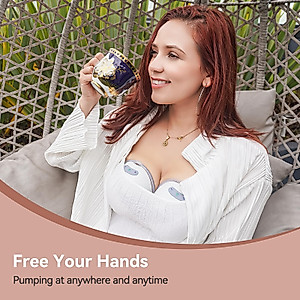 Hands Free Breast Pump, Wearable Breastfeeding Pump with Wireless Remote Controller, MomWills FSA HSA Eligible Portable Electric Ultra Light Breast Pumps with 2 Modes & 9 Levels, Low Noise, S28