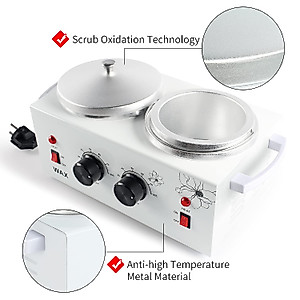 Electric Double Wax Warmer Professional Aluminum Hair Removal Wax Heater with Wax Applicator Sticks Hard Wax Beads Melter Waxing Set Pot