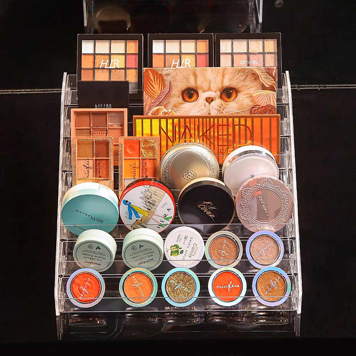 Makeup Organizer Nail polish Rack,Easy to Clean & Assemble,KTAB Acrylic Makeup Cosmetic Storage Display Case with Large Capacity 7-Layer No Need Screws,Nail Polish Organizer,Eyeshadow Palette Holder
