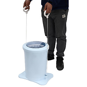 Hand Crank Clothes Wringer, Manual Clothes Dryer Dehydrator, Portable Lightweight Mini Clothes Dehydrator, Non Electric Pull Cord Spin Laundry Wringer, Small Cloth Washer For RV, Camping (Blue)