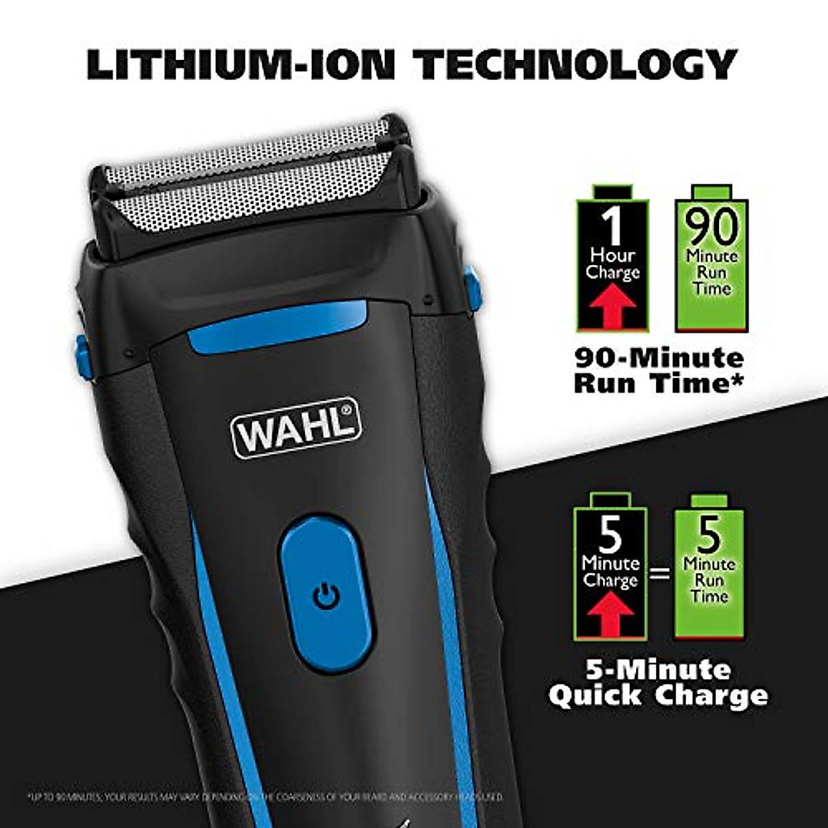 Wahl Groomsman Electric Shaver Rechargeable Wet/Dry Waterproof Electric Razor for Cordless Men's Shaving & Grooming - Lithium Ion with Long Run Time & Quick Charge – Model 7063