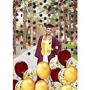 Graduation Decorations Maroon Gold 2024/Burgundy Gold Black Graduation Party Decorations Utah/Wizard Party Decorations Burgundy Birthday Decorations/Burgundy Gold Paper Garlands