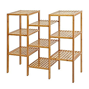 Lucky Tree 9 Tiered Plant Stand Bamboo Shelf Customizable Display Bathroom Storage Rack Shelving Units