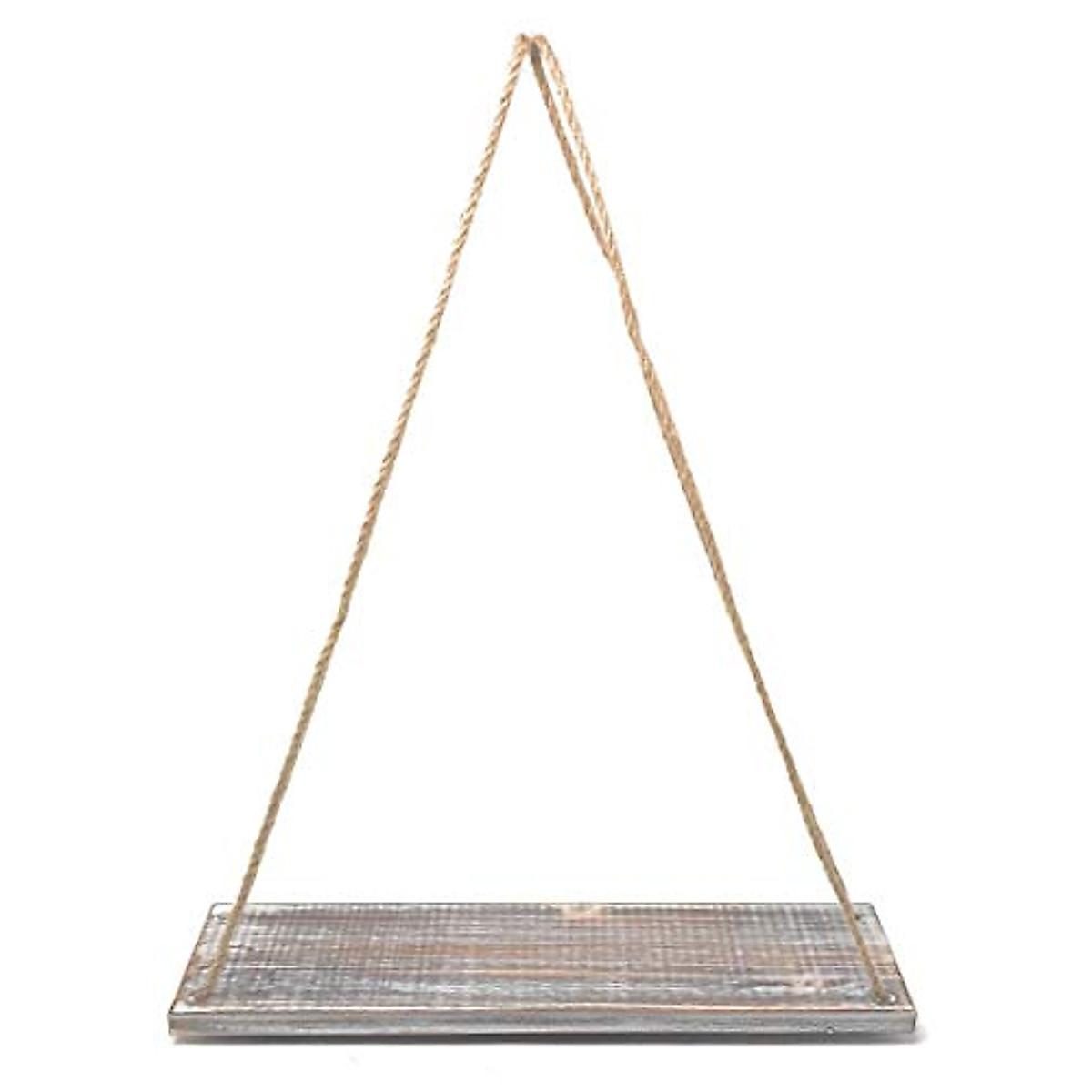 MtnGift Farmhouse Boho Rustic Rope Hanging Shelf - Floating Wooden Decorative Wall Swing Shelves (Set of 3)