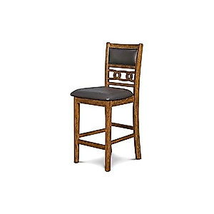New Classic Furniture Gia 3-Piece Drop Leaf Counter Table Set with 2 Chairs, 42-Inch, Brown