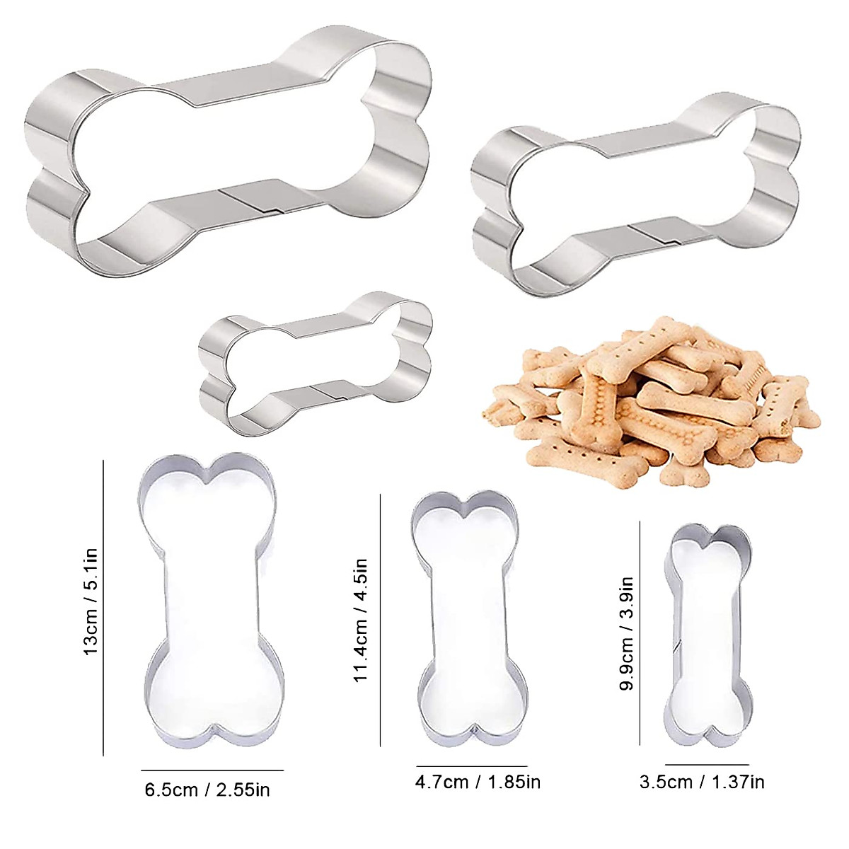 Set of 6, 3 Packs Silicone Molds Puppy Dog Paw(4 cavity,10 cavity,16 cavity) and 3 Packs Stainless Steel Bone Cookie Cutter,for Homemade Treats and Cat Dog Animal Paw Ice Candy Chocolate Baking Mold