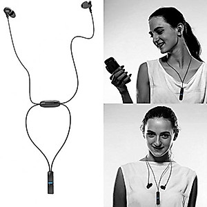 NISMobile Wireless Headset Sport Earphones Hands-free for Galaxy A02s A12 A32 A42 A52 A72 - Sound Headphone Magnetic Grip Pendant Style Neckband Compatible With Samsung A72, Black, (NI-NI36726I6G-64)