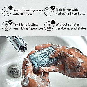 Art of Sport Men’s Bar Soap, Charcoal Activated Hand, Face and Body Soap, Variety Pack, Made with Natural Botanicals, Moisturizing Tea Tree Soap, Made for Athletes, Defy Scent, 3.75 Ounce (Pack of 6)