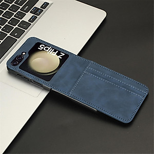 DAMONDY for Galaxy Z Flip5 5G Wallet Case,Samsung Z Flip5 5G Phone Case, Leather Flip Case Classic Design with Card Slot and Magnetic Closure Flip Fold Case for Samsung Z Flip5 5G -Blue