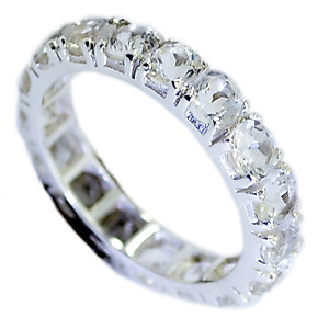 Jewelryonclick Real Crystal Quartz Sterling Silver Statement Ring for Women Band in Size 5,6 7,8,9,10,11