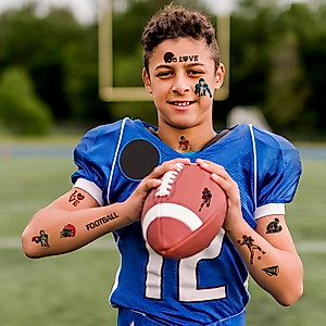 Konsait 30 Sheets Football Soccer Baseball Temporary Tattoos, Luminous Mixed Styles Fake Waterproof Tattoos Stickers, Kids Rugby Football Baseball Party Favors World Cup Gift Bag Fillers