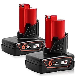 2Pack DSANKE M12 6000mAh 12V Lithium Battery Replacement for Milwaukee M12 Battery XC 48-11-2440 48-11-2402 48-11-2460 12Volt Milwaukee Tools