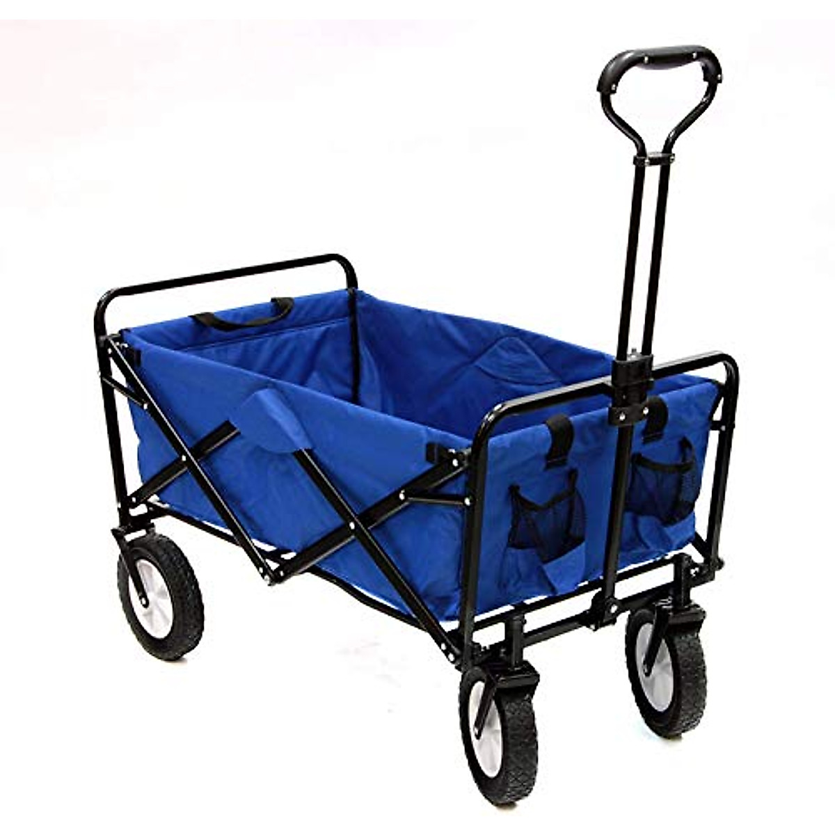 Mac Sports Heavy Duty Steel Frame Collapsible Folding 150 Pound Capacity Outdoor Camping Garden Utility Wagon Yard Cart, Blue