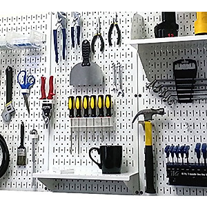 Wall Control 30-P-3232W White Metal Pegboard Pack & KT-200-DLX B Slotted Storage Panel Deluxe Hook Assortment, Black