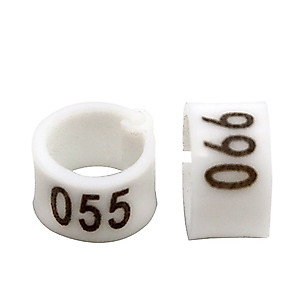 iherdsman 001-100 Multi-color Bird Leg Bands Numbered 8 mm Pigeon Parrot Chicks Leg Band Duck Clip Rings Bands (White)