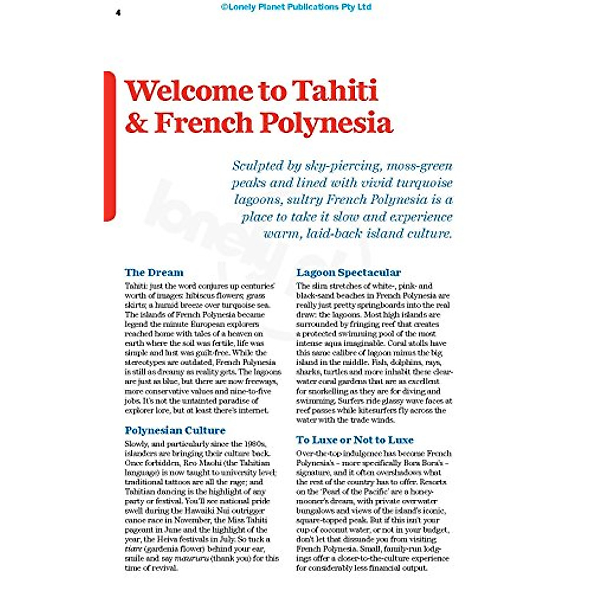 Lonely Planet Tahiti & French Polynesia 10 (Travel Guide)