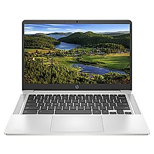 HP 2022 Newest Chromebook Laptop, 14" HD Screen, AMD 3015Ce Processor, 4GB RAM, 32GB eMMC Flash Memory, Webcam, WiFi, Bluetooth, Fast Charge, Chrome OS, Mineral Silver