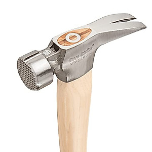 ESTWING Sure Strike California Framing Hammer - 25 oz Straight Rip Claw with Milled Face & Hickory Wood Handle - MRW25LM