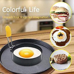 Egg Ring, 4 Pack Stainless Steel Egg Ring With Non Stick Metal Shaper Circles for Fried Egg McMuffin Sandwiches, Egg Maker