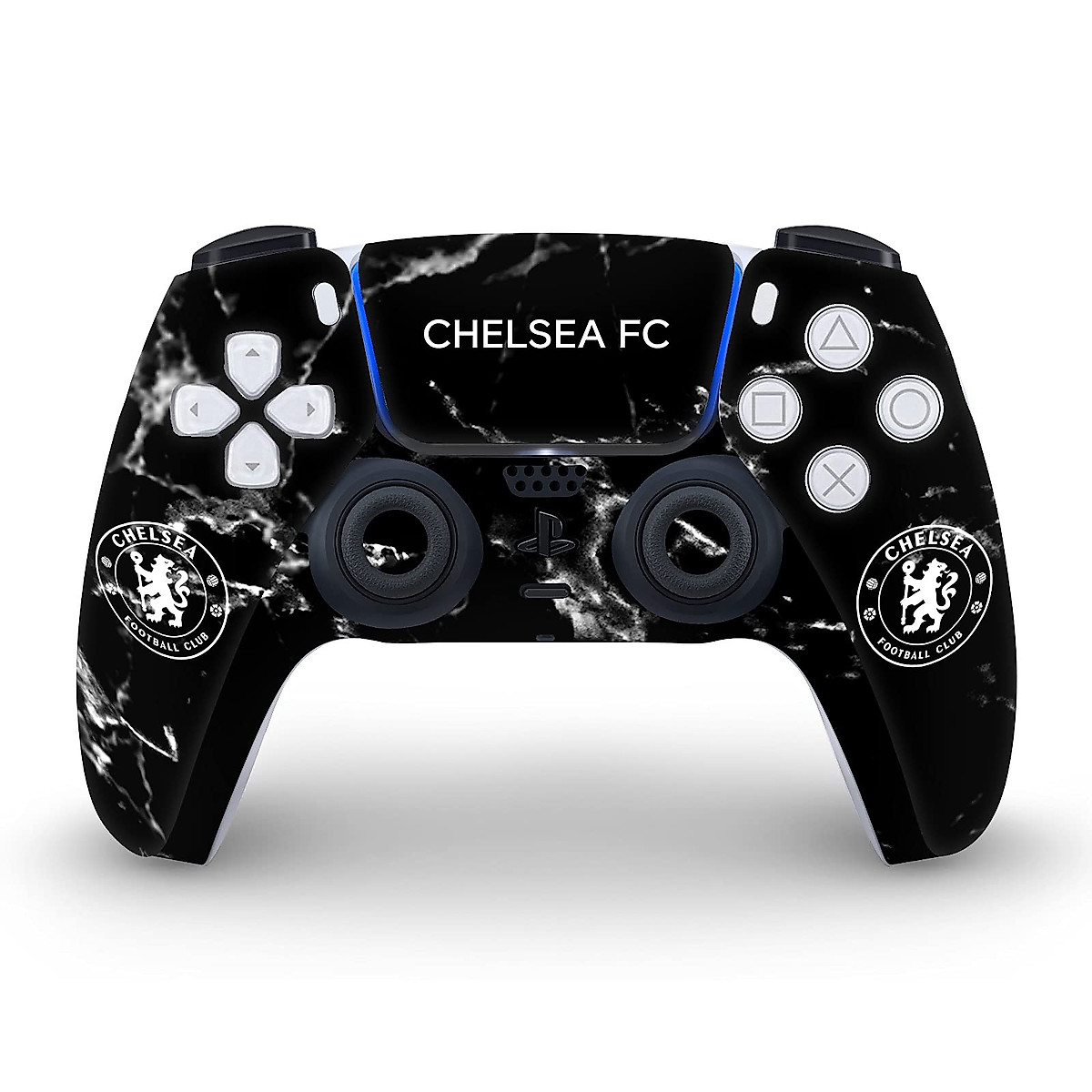 Head Case Designs Officially Licensed Chelsea Football Club Black Marble Mixed Logo Vinyl Faceplate Gaming Skin Decal Compatible With Sony PlayStation 5 PS5 Disc Edition Console & DualSense Controller
