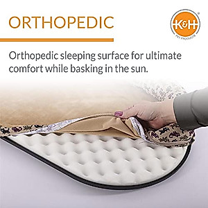 K&H Pet Products Deluxe Kitty Sill w/ Bolster Cat Window Bed, Cat Window Perch for Large Cats, Cat Window Hammock, Cat Window Seat, Window Cat Bed, Cat Perch Cat Hammock –Tan Kitty Print