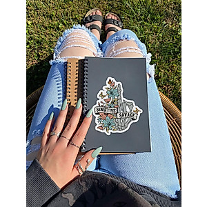 Sensitive Savage Sticker, Flower Skull Sticker, Motivational Sticker, Support Sticker, Skeleton Sticker, Water Assitant Die-Cut Funny Decals for Laptop, Phone, Water Bottles, Kindle Sticker