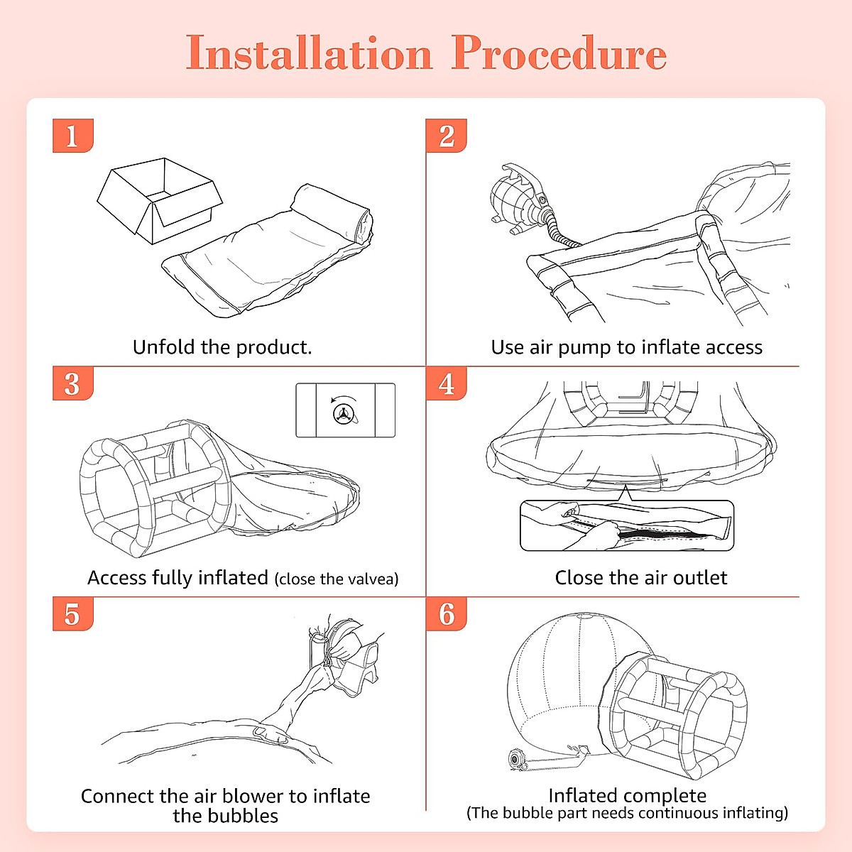 Bubble Dome House Inflatable Bubble Tent,PVC Bubble Balloon House Inflatable for Kids Party with Blower Balloons House 10ft Diameter, 6ft Tunnel Children's Day Gift