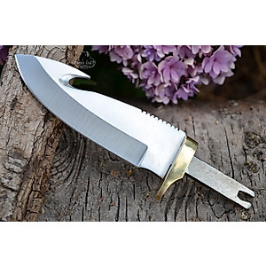 Whole Earth Supply (Set of 2) CUSTOM BLANK Guthook Knife Making Hunter Blade w/Brass Guard Bolster BLSM02