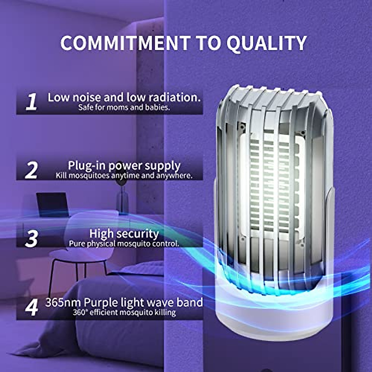 Bug Zapper Indoor Mosquito Plug in Zapper，2 Packs Indoor Fly Trap Mosquito Zapper with Blue Lights for Living Room,Kitchen, Baby Room,Office