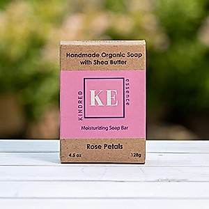 JenSan Home and Body Rose Petals Natural Organic Shea Butter Moisturizing Soap Bar - Handmade with Essential Oils