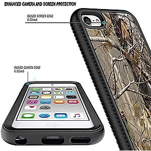 E-Began Case with Built-in Screen Protector for iPod Touch 7, iPod Touch 5/6, Full-Body Protective Shockproof Rugged Black Bumper Cover Durable Case for iPod Touch 7th/6th/5th Generation -Camo