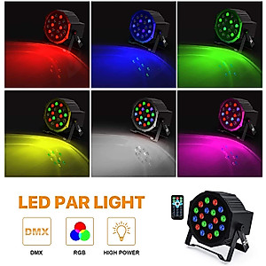 Uplights 18 RGB Led UpLights, Missyee Sound Activated DMX Uplighting, LED Par Can Lights with Remote Control, DJ Uplighting Package for Wedding Birthday Home Party (4 pcs)