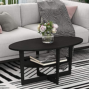 Furinno Oval Coffee Table, Walnut