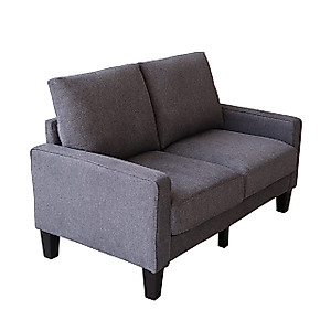 Lepfun Modern Couch 53" Loveseat Linen Fabric Tufted Love Seat Sofa for Living Room Small Apartment in Dark Grey
