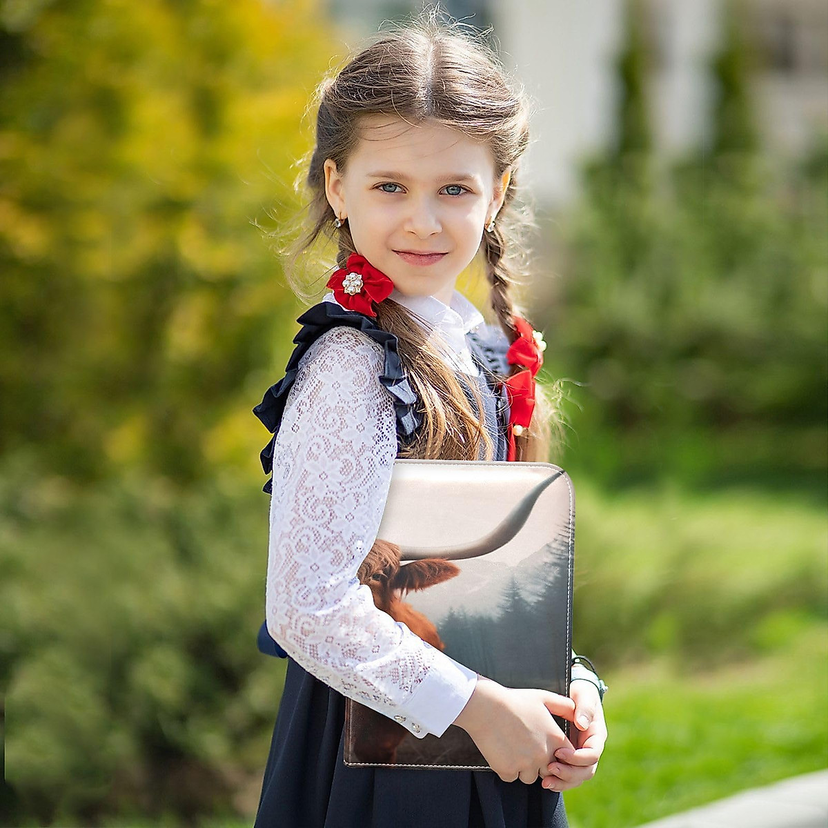 PYBUG Highland Cow Trading Card Binder with Nylon Strap 4-Pocket Waterproof PU Leather Card Collection Binder for 400 Cards Sturdy Card Holder Folders for Game Cards,Sports Cards