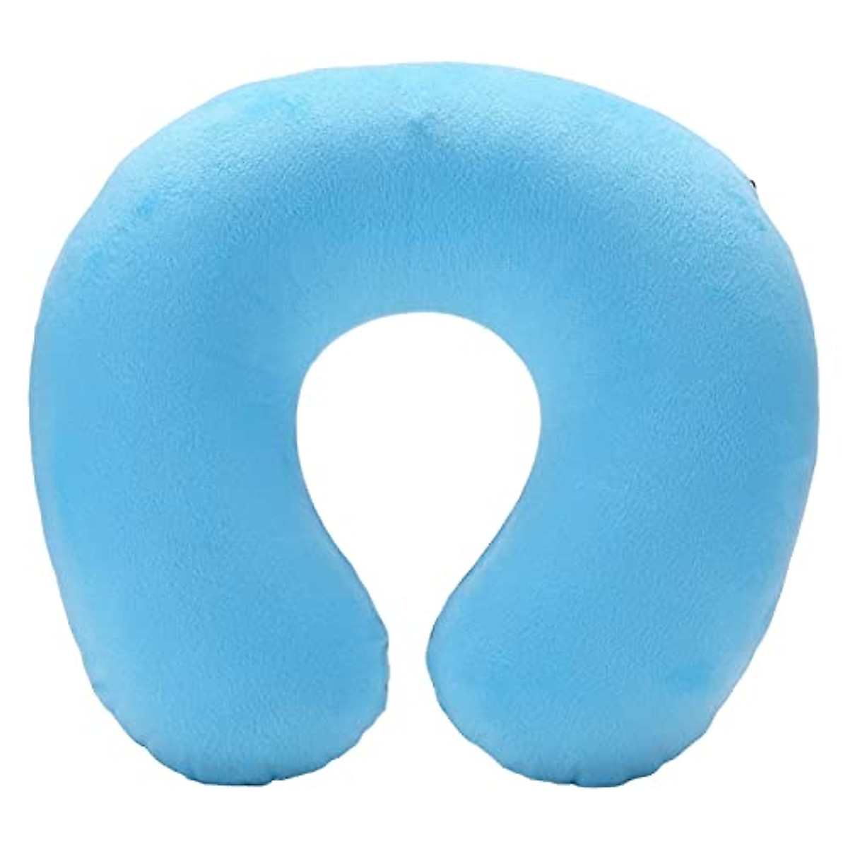 Inflatable Travel Neck Pillow for Airplane U-Shaped Neck Cushion Plush Fabric Headrest Sleep Office Napping Pillow Orange