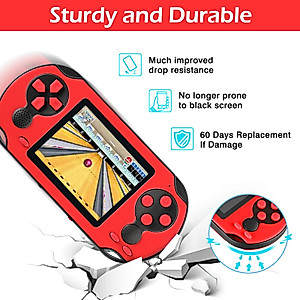TaddToy 16 Bit Handheld Game for Kids Adults, 3.0'' Large Screen Preloaded 230 HD Classic Retro Video Games with USB Rechargeable Battery & 3 Game Cartridges for Birthday Gift for Kids 4-12 (Red)
