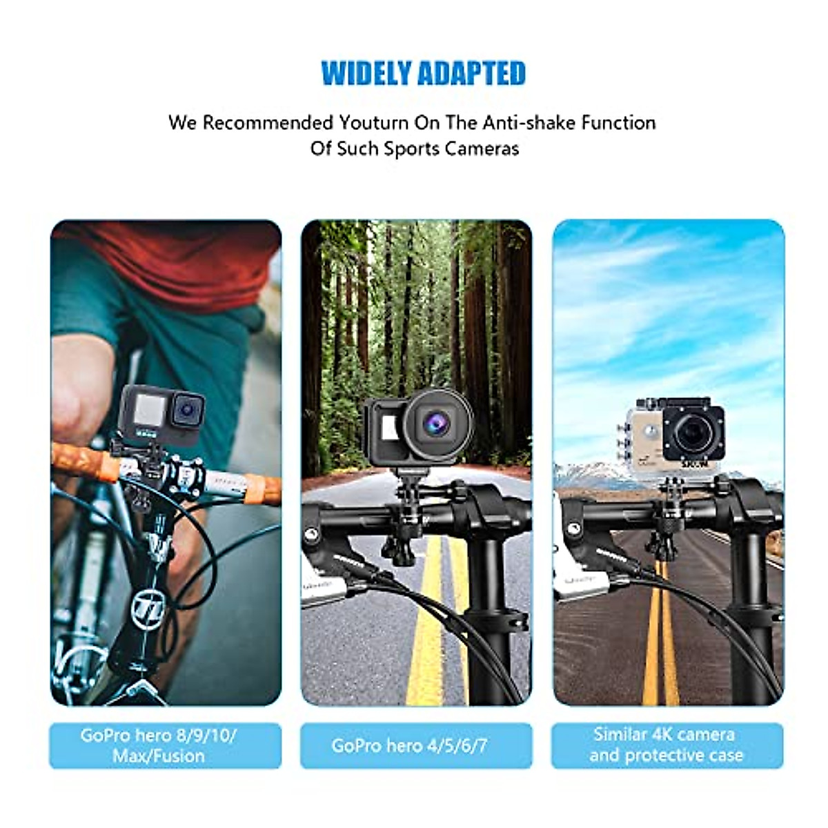 Bike Handlebar Mount for GoPro (360° Rotation and Lock Any Direction) 0.6-1.3inch All Aluminum Bike/Motorcycle Handlebars Seat Post Ski Pole Mount for Gopro Hero 11/10/9/8/7/6/5/4/ Action Camera