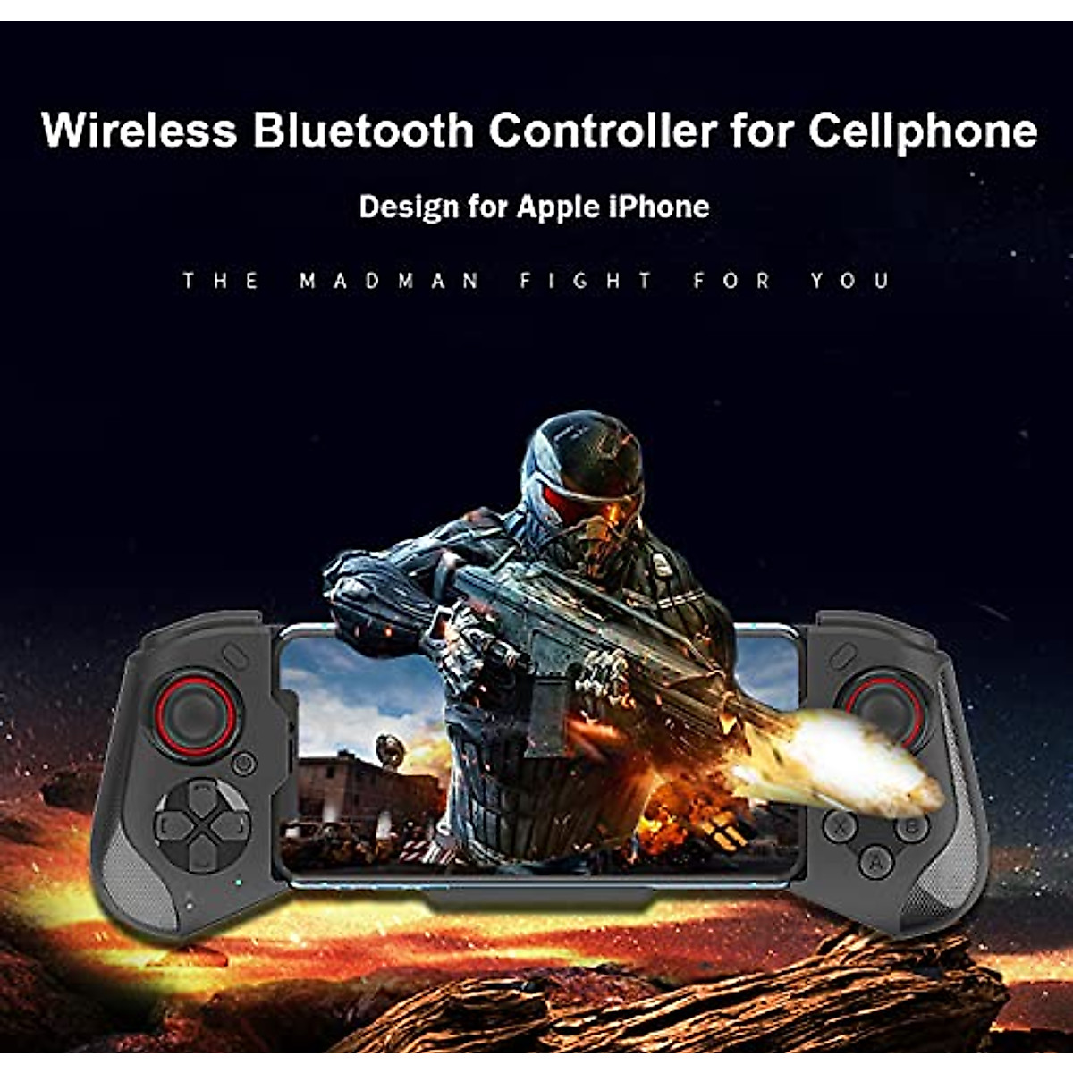 Megadream Mobile Gaming Controller for iPhone iOS Android PC Wireless Gamepad Joystick for iPhone 15/14/12/11, iPad, MacBook, Samsung Galaxy S22/S21/S20, TCL, Tablet, PC - 18+ Hour Battery Life - COD