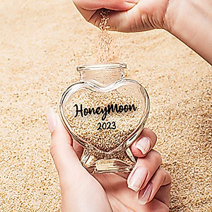 Honeymoon Sand Keepsake Jar 2023，Bridal Shower Gift, Wedding Gift, Engagement Gift, Honeymoon Gift, Travel Gift for Couples, Newlywed, Fiance(Gift Box Includes) - 40ml Glass - Heart Shape Card