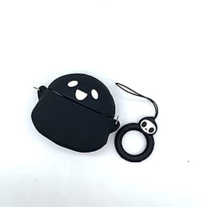 AirPods 3rd Generation Case Cover, Luminous Cute Ghost Case with Lanyard Keychain Designed for Airpods 3, Soft Silicone Anime Funny 3D Cartoon AirPods 3 Case for Women Men Kids Teens (Black Ghost)