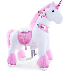 PonyCycle Ride on Unicorn Classic Model U (with Brake/ 36" Height/Size 4 for Age 4-8) Toddler Pink Horse Ride on Toys for Girls Ride on Horse Plush Ux402