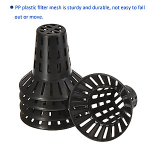 M METERXITY 5 Pack Plant Pot Hole Mesh Pads - Cone Shape Bonsai Flowerpot Drainage Grid Screen Apply to Outdoor/Garden (60x65mm, Black)