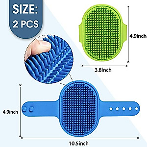Lilpep Pet Shampoo Bath Brush Soothing Massage Rubber Comb with Adjustable Ring Handle for Long Short Haired Dogs and Cats Grooming, 2 PCS