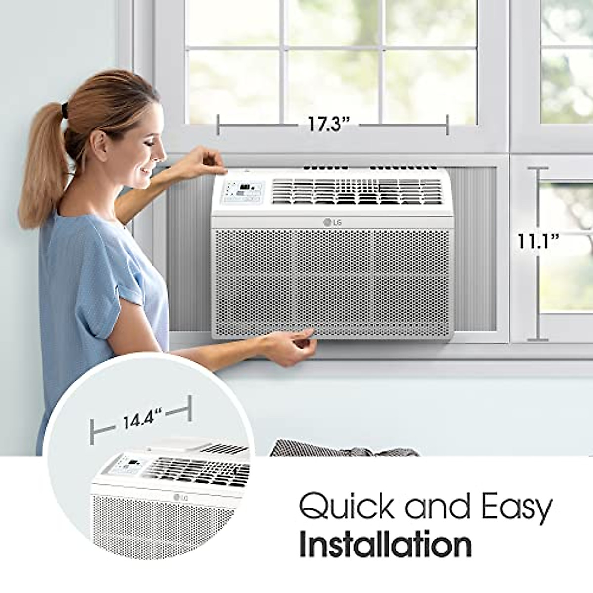 LG 5800 BTU Window Air Conditioners [2023 New] Remote Control Ultra-Quite Compact-size Washable Filter Multi-Speed Fan Cools 260 Sq.Ft. Small Room AC Unit Easy Install White LW6023R