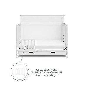 STORKCRAFT Homestead 5-in-1 Convertible Crib with Drawer (White) – GREENGUARD Gold Certified, Crib with Drawer Combo, Includes Nursery Storage Drawer, Converts to Toddler Bed and Full-Size Bed