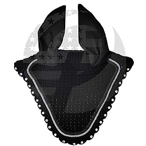 Crystal Horse Fly Bonnet 15 Colors Double Piping Ear Net Fly Veil Mask Breathable Cotton Crochet Tack Equestrian Full Cob Pony (COB, Black)