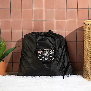 MIAMICA Miamica Foldable Travel Laundry Bag, Black Butterfly, Wash, Dry, Fold, Repeat, 21'' x 22'' – Lightweight, Durable Design with Drawstring Closure