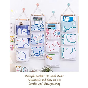 AARAINBOW 2 Packs Over The Door Storage Pockets,Hanging Storage Bags Organizer Linen Cotton Fabric Wall Door Closet 10 Pockets Home Organizer for Bedroom &amp; Bathroom (Purple Pattern, C)